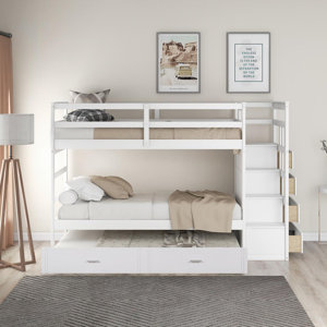 Harriet Bee Arowyn Twin Over Twin Solid Wood Standard Bunk Bed with ...