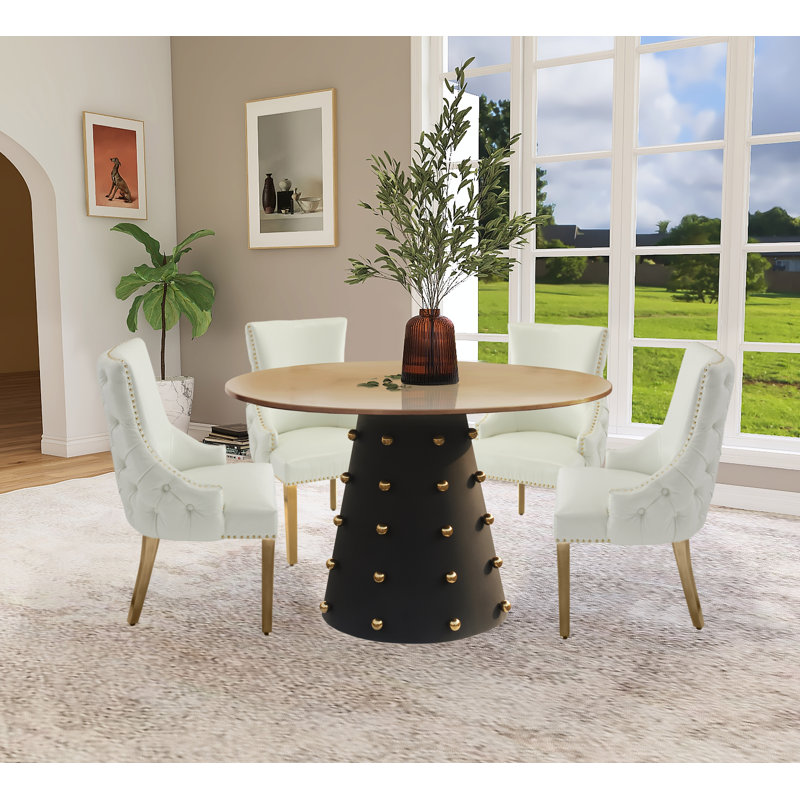 Mercer41 Idhant Black / Gold Dining Table | Wayfair
