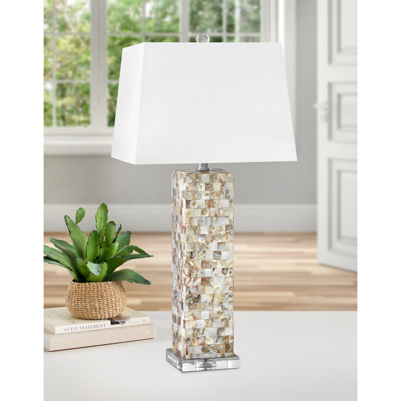 Medallion Lighting Perla 31" Mother of Pearl Mosaic Table Lamp ...