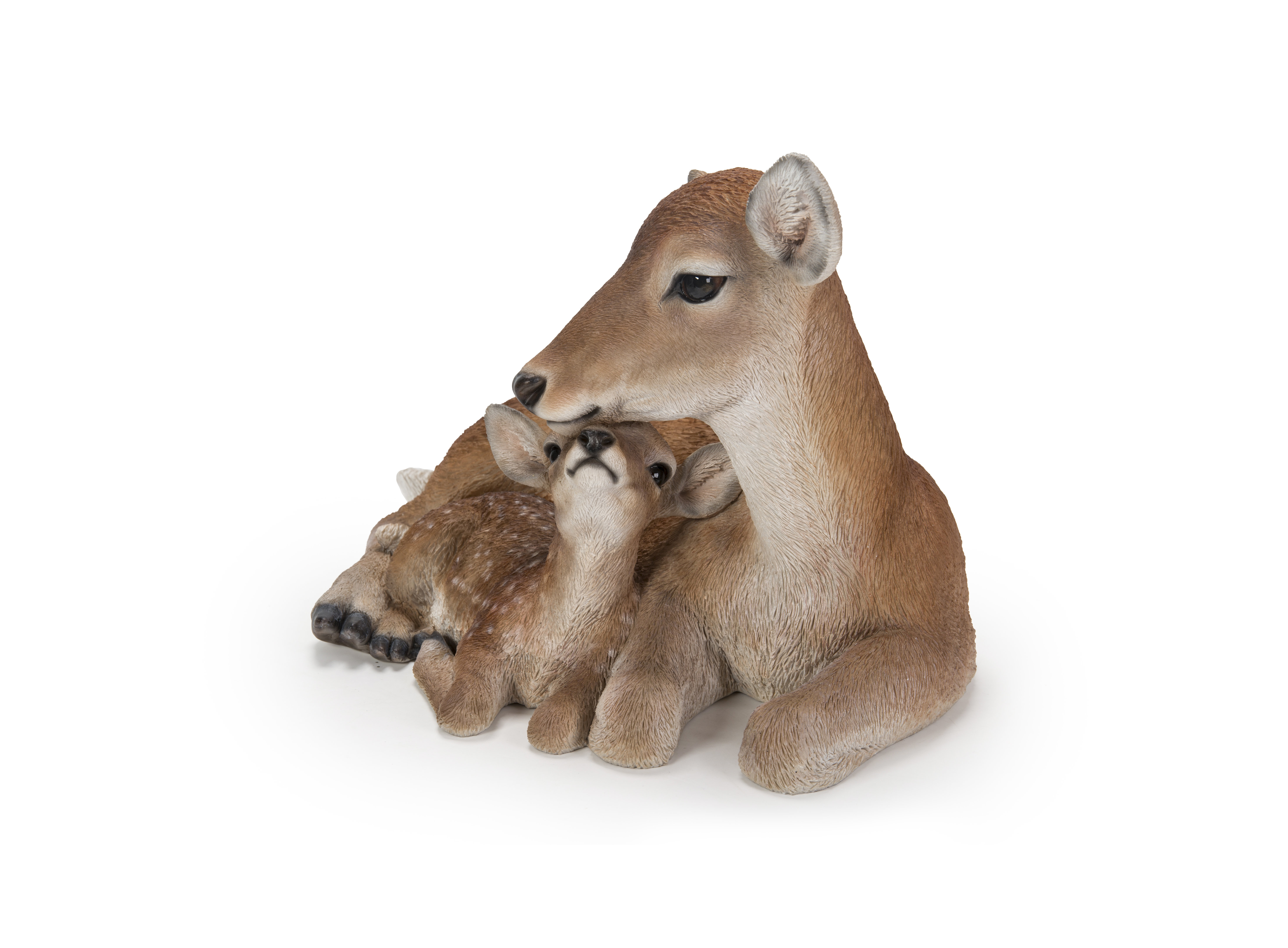 Hi-Line Gift Ltd. Cuddling Mother And Baby Deer 1 Piece Garden Statue ...