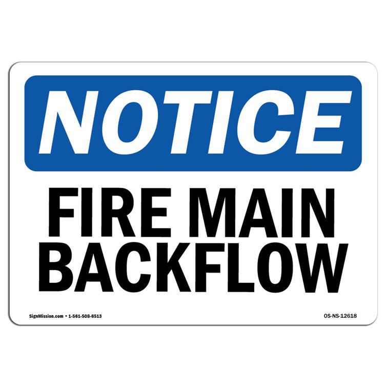 SignMission Fire Main Backflow Sign | Wayfair