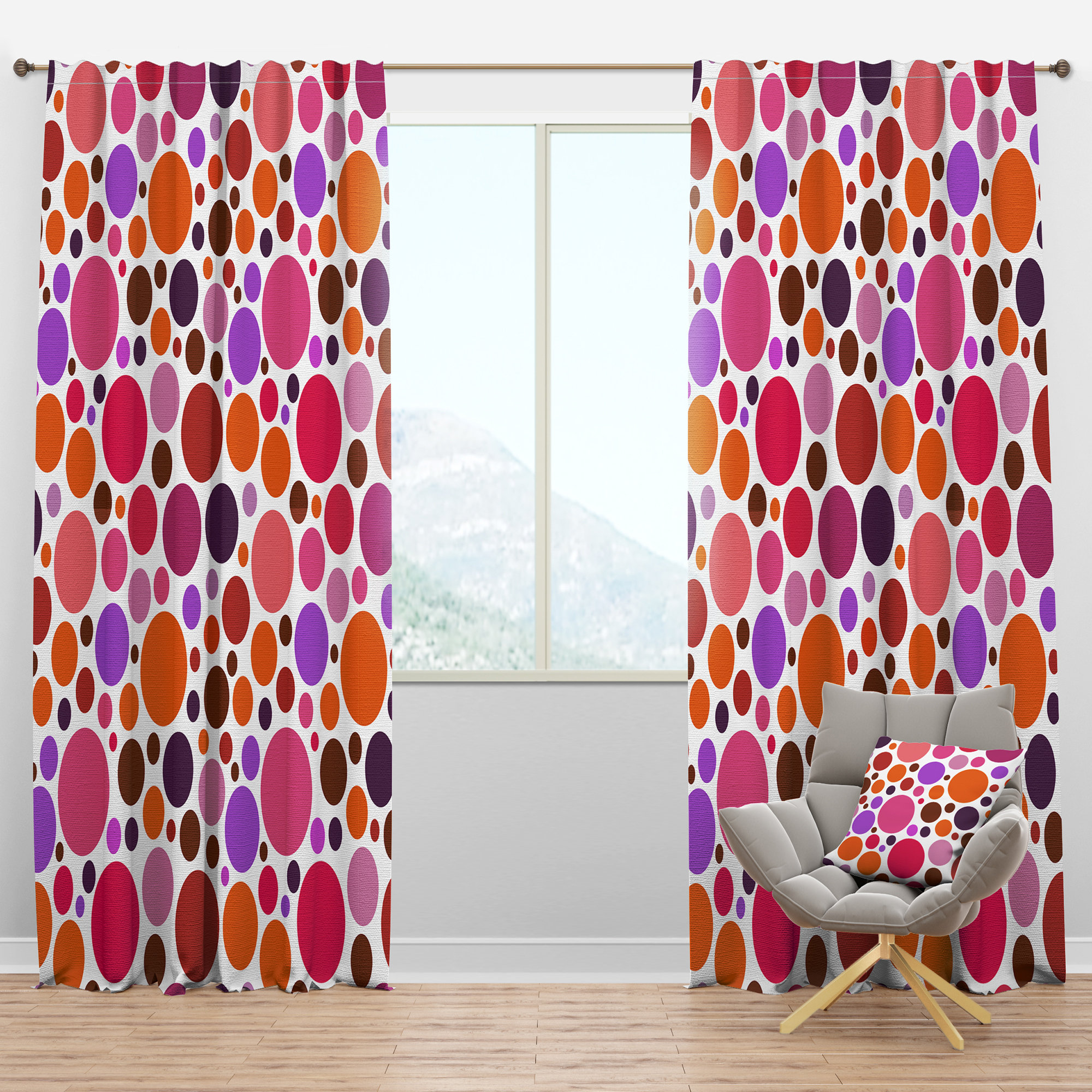 DesignArt Circular II Polka Dot Polka Dots Semi-Sheer Thermal Rod ...
