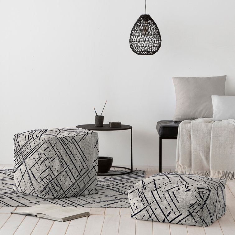 Gracie Oaks Dorantes 50cm Wide Square Striped Pouffe Ottoman | Wayfair ...