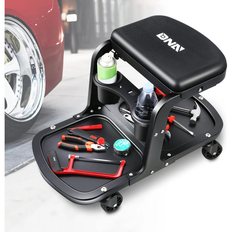 DNA Motoring Garage/Shop Rolling Stool 5 Rollers Heavy Duty Creeper ...