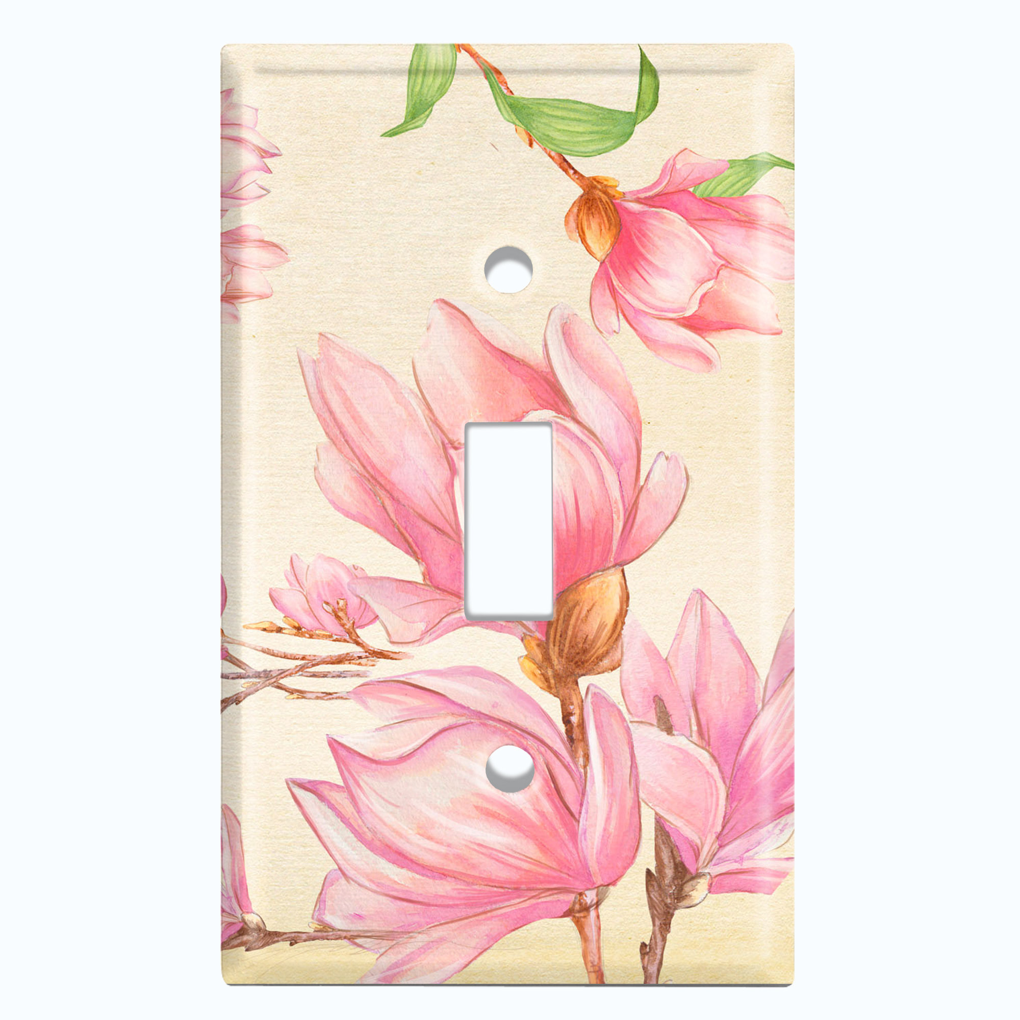 WorldAcc Magnolia Flowers Leaves 1-Gang Toggle Light Switch Wall Plate ...