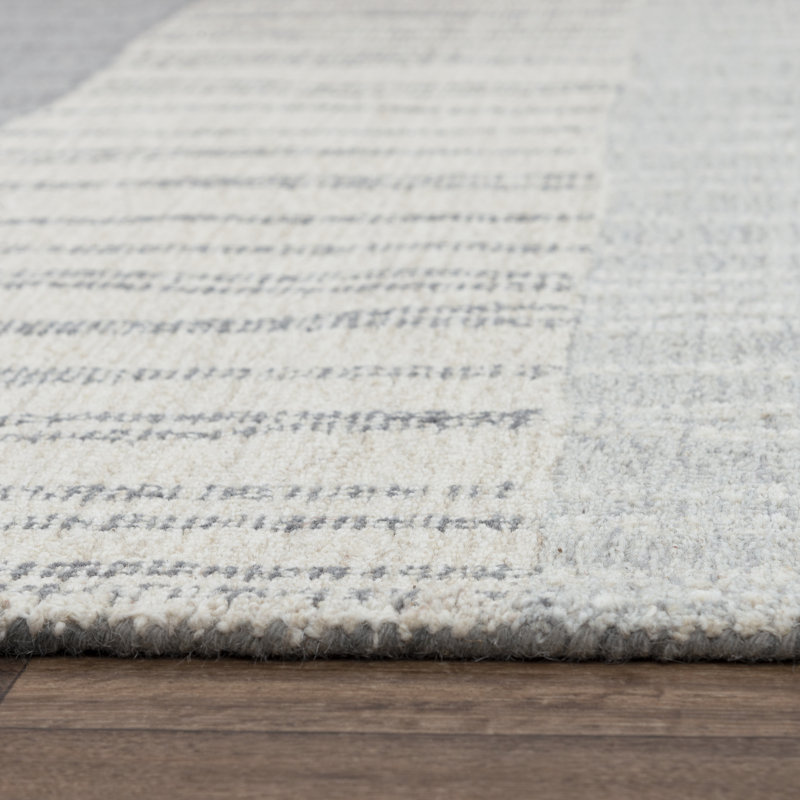 17 Stories Handmade Wool Gray/Cream Rug & Reviews | Wayfair