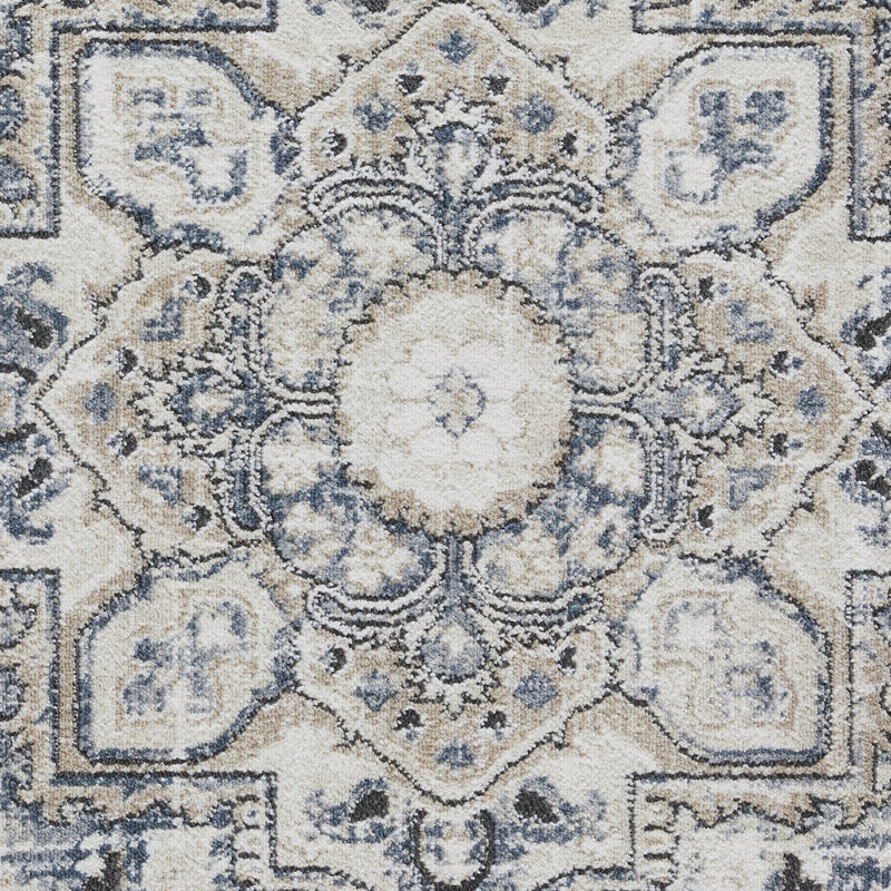Charlton Home® Aldijana Performance Blue/Cream Rug & Reviews | Wayfair