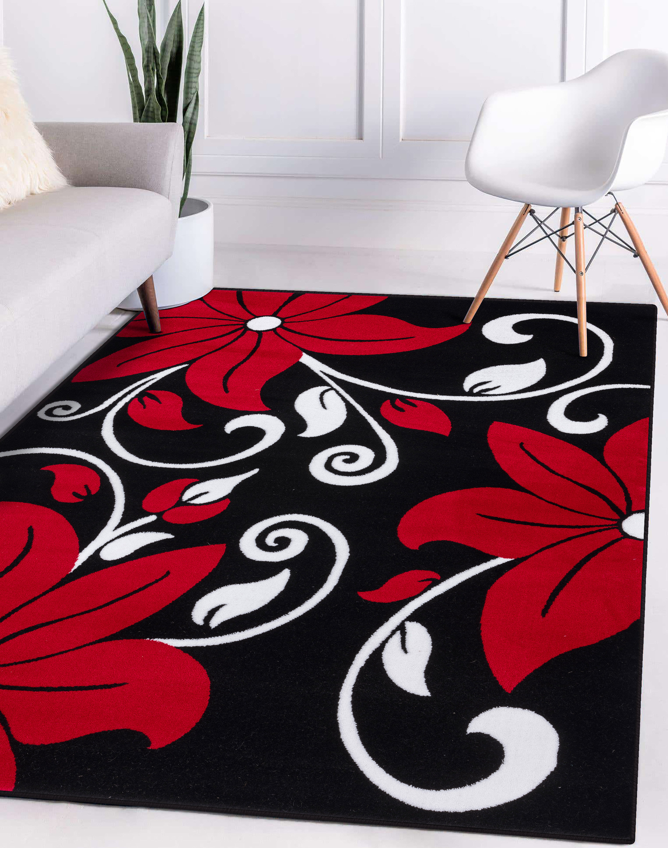 Red Barrel Studio® Aiyah Floral Red Area Rug | Wayfair
