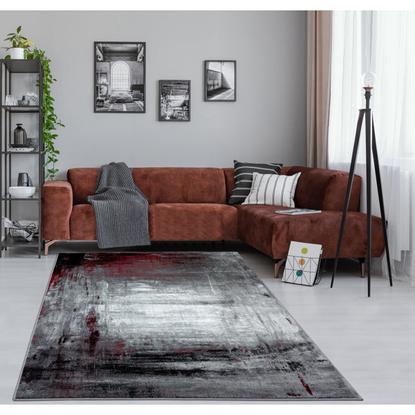 17 Stories Hellie Performance Red/Gray Rug & Reviews | Wayfair