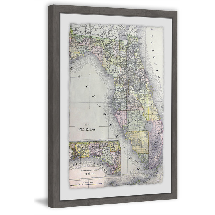 Charlton Home® Florida Map - Picture Frame Graphic Art & Reviews | Wayfair