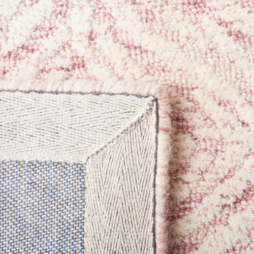 Bungalow Rose Pezanetti Handmade Wool Pink/Ivory Rug | Wayfair
