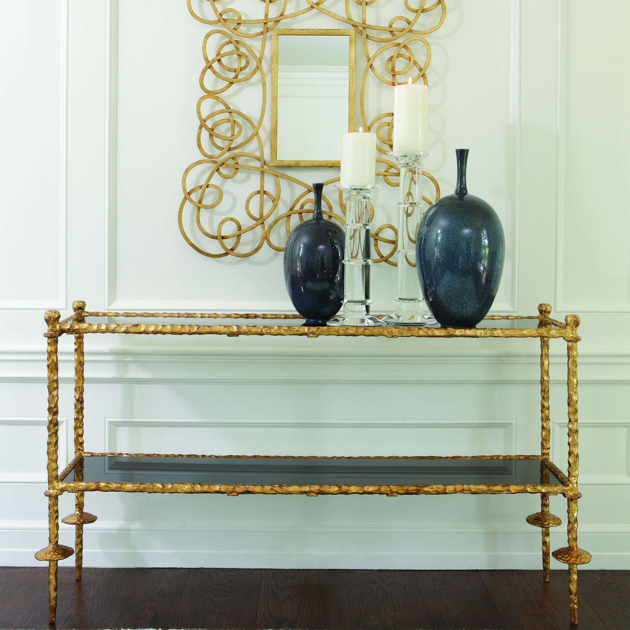 Global Views Gold Chiseled Console-Black Granite | Wayfair