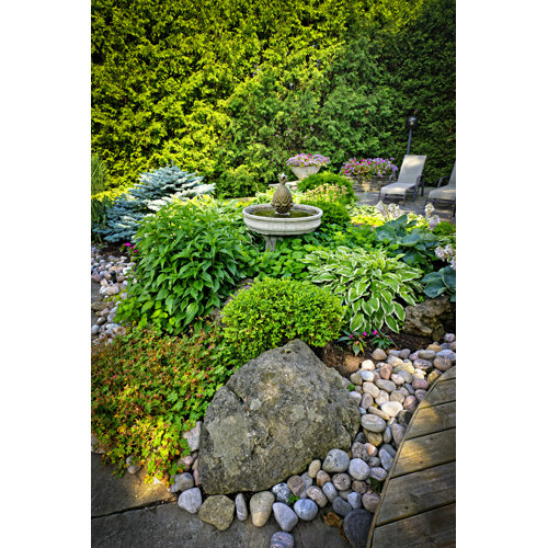 Hokku Designs Lush Landscaped Garden On Canvas Photograph | Wayfair
