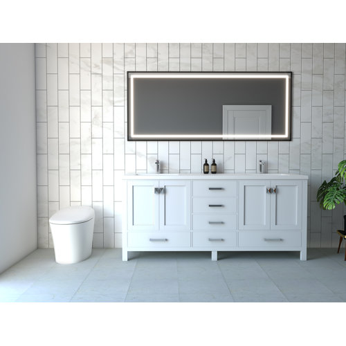 CastelloUSA 72'' Solid Surface Double Bathroom Vanity Top with Sink ...