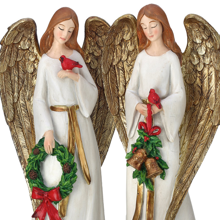 Regency International 2 Piece Angel with Cardinal Wreath and Bells Set ...