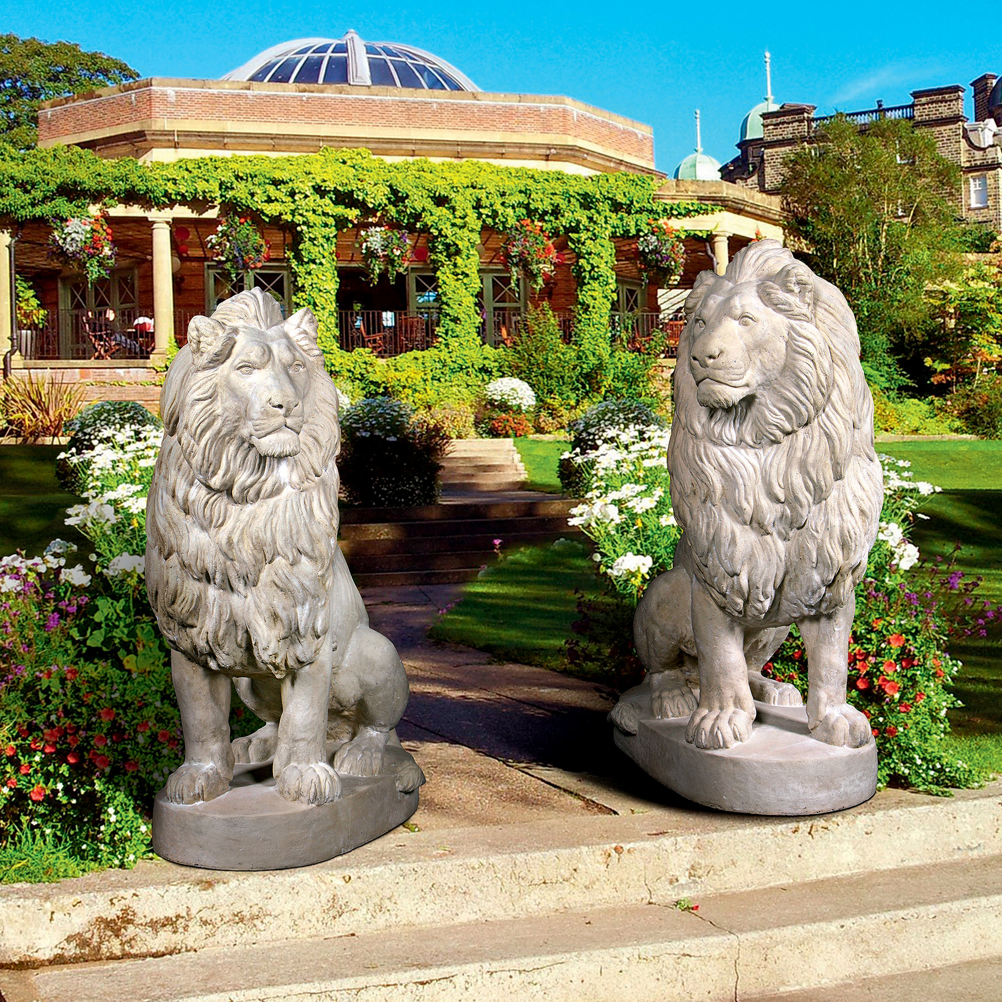 Design Toscano 2 Piece Stately Chateau Lion Statues Set | Wayfair