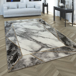 Orren Ellis Mamadou Performance Gray/Gold Rug & Reviews | Wayfair