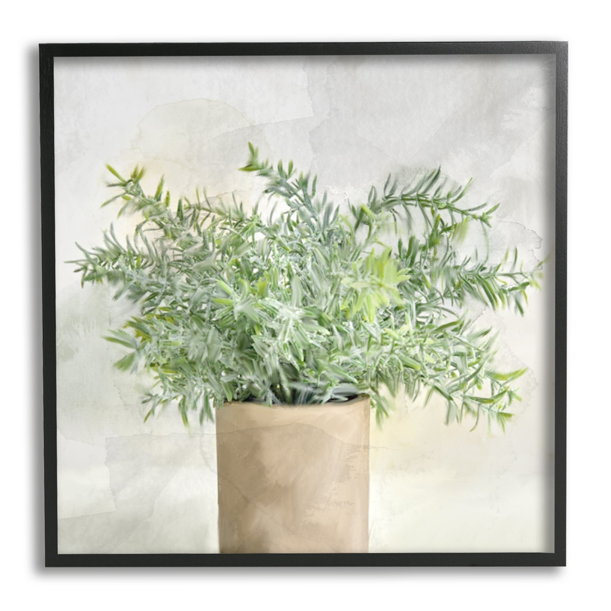 Stupell Industries Rustic Potted Herb Plant Overflowing Leaves Design ...
