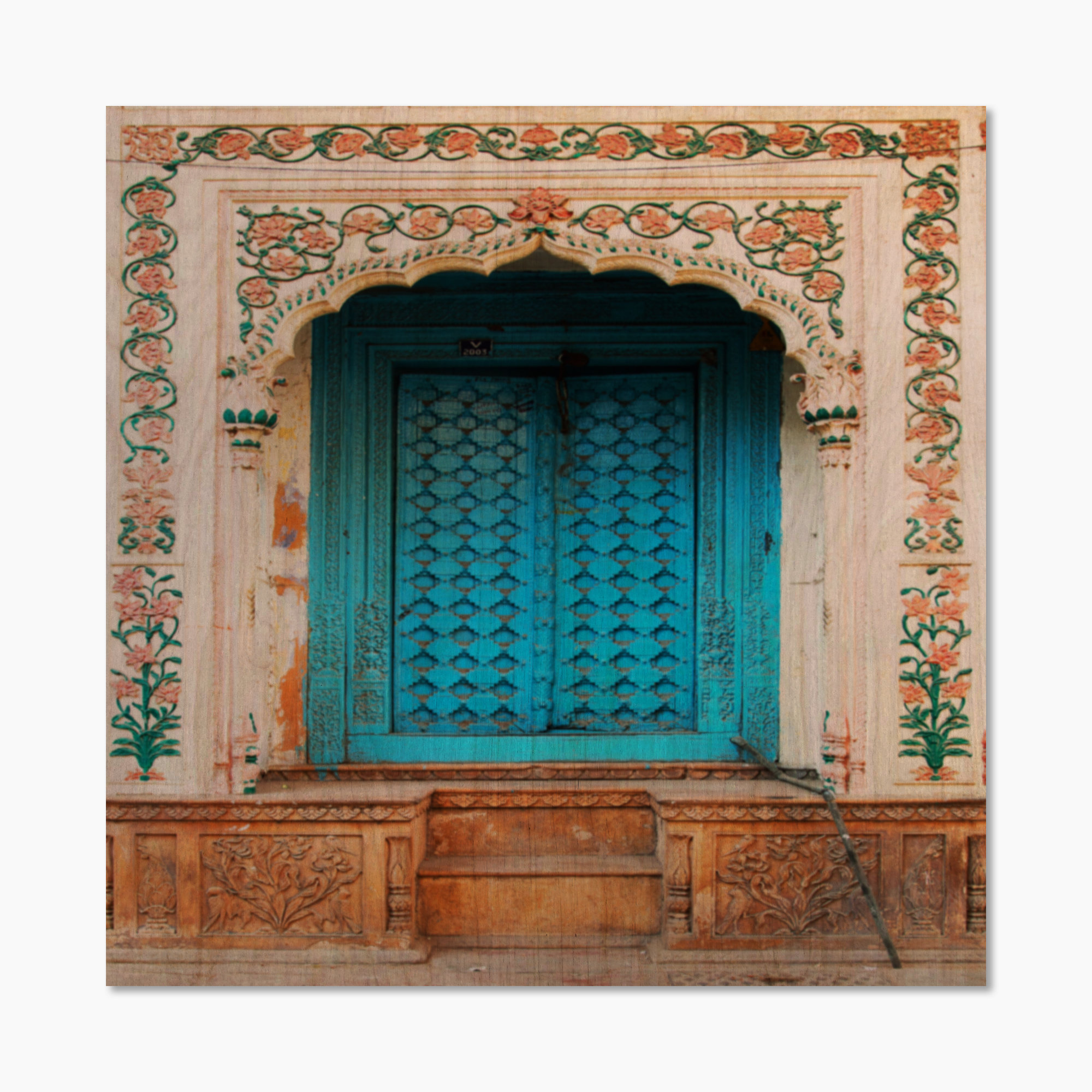 Dakota Fields Blue Traditional Indian Door - Unframed Print on Wood ...