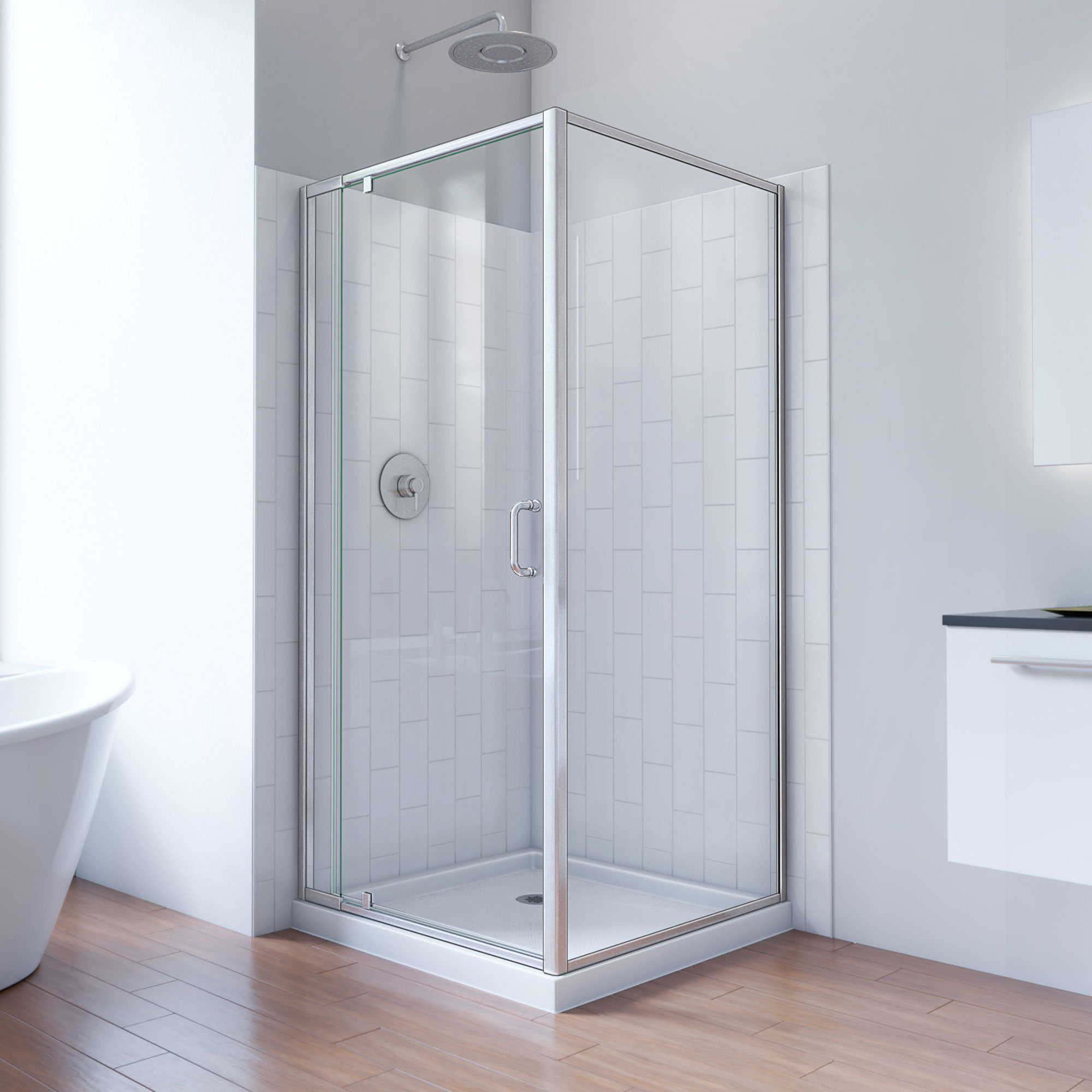 DreamLine Flex 32" W x 32" D x 78" H Semi-Frameless Square Shower ...