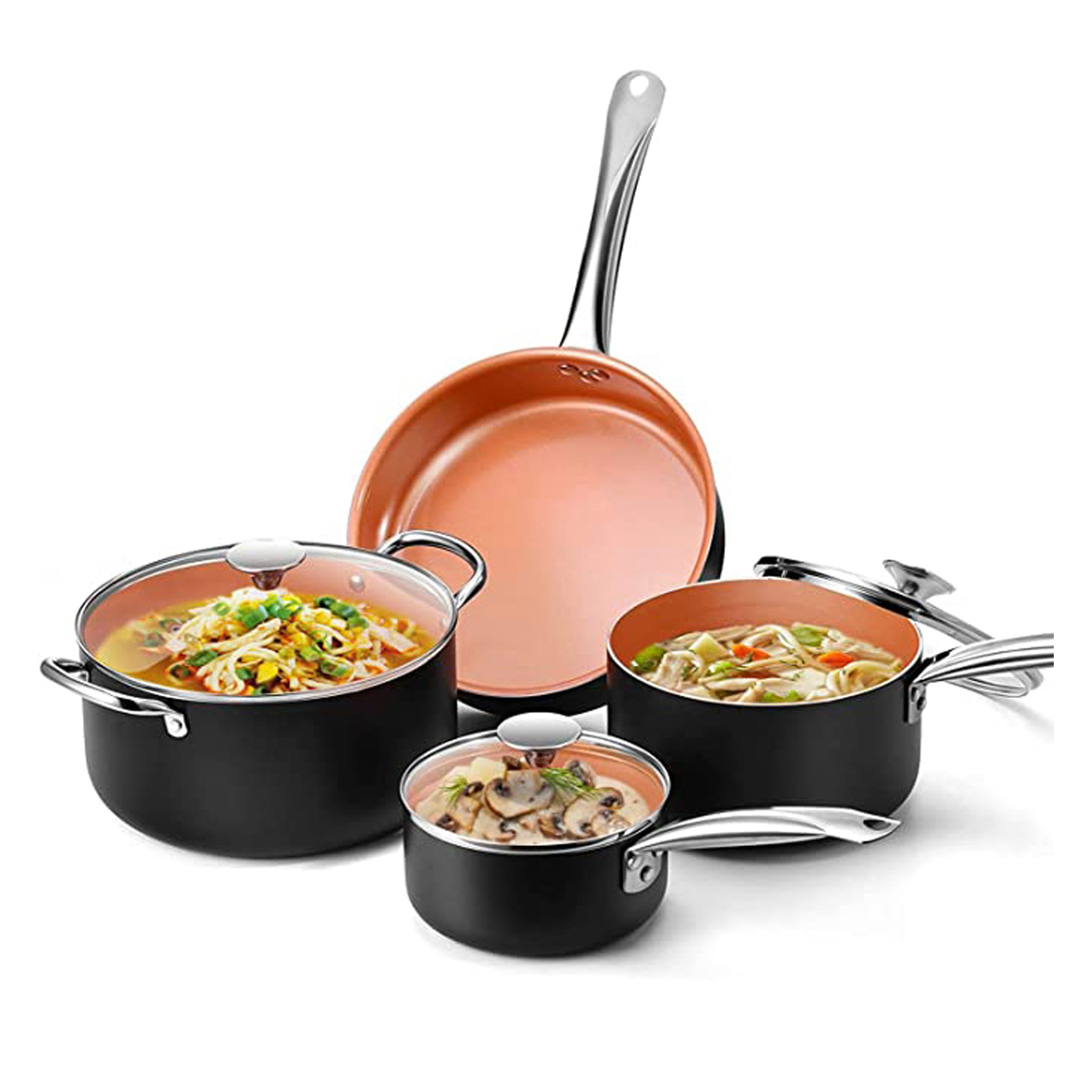 CS KOCHSYSTEME 7 Pieces Copper Non Stick Cookware Set | Wayfair