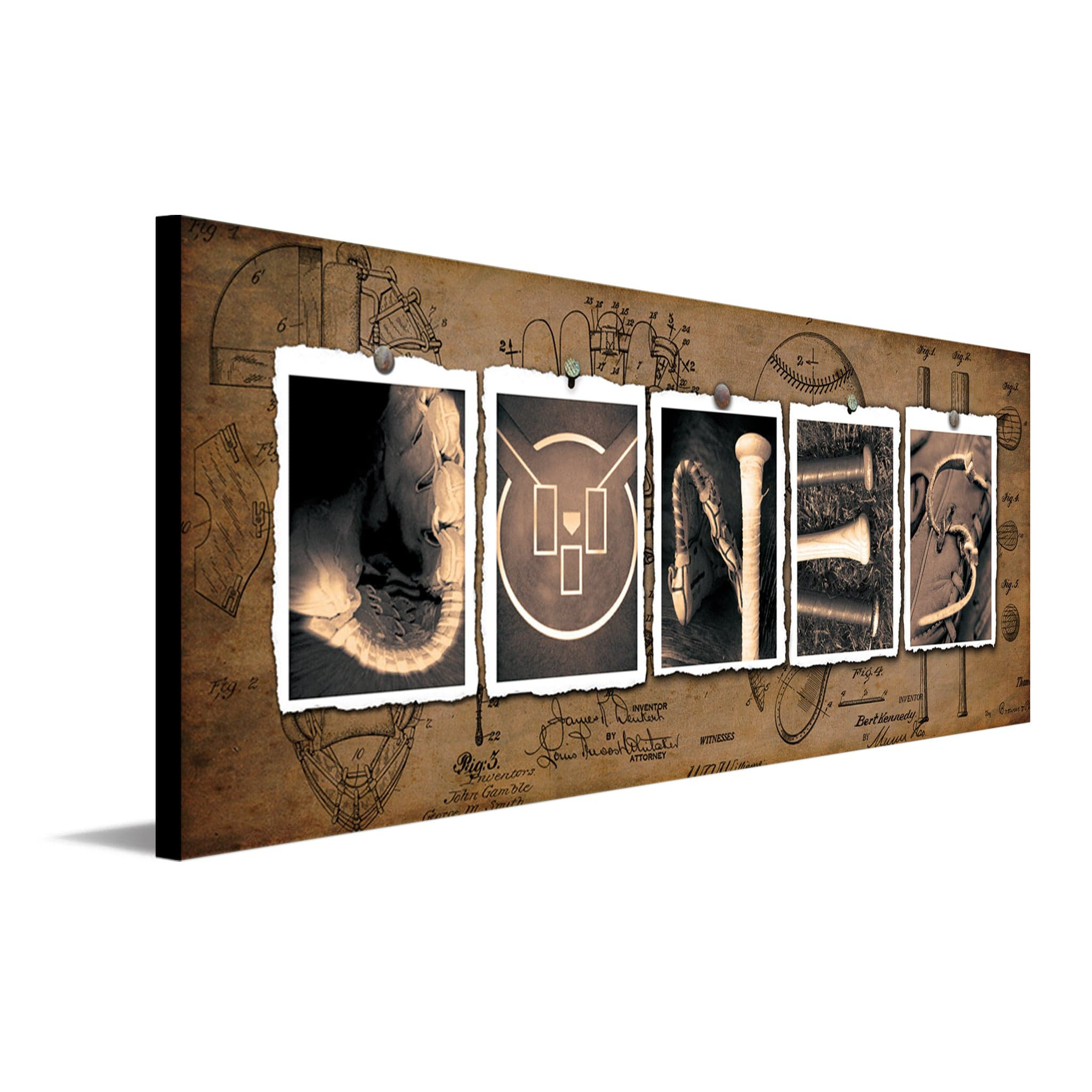 Ebern Designs Baseball Personalized Sports Name Art (Vintage Style ...