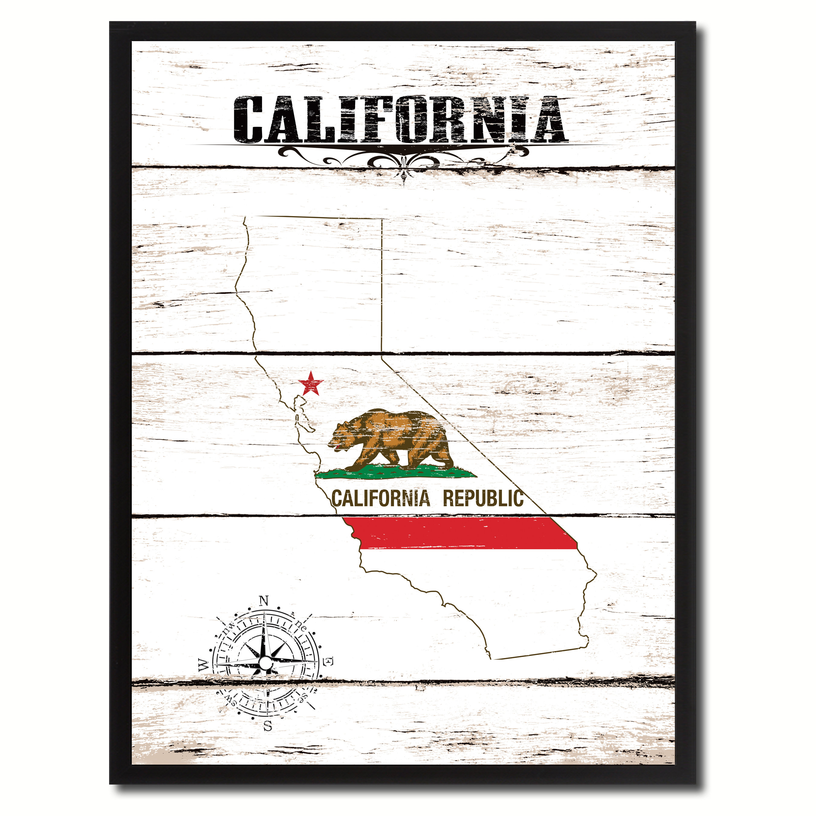 Wrought Studio California State Vintage Flag - Graphic Art on Canvas ...