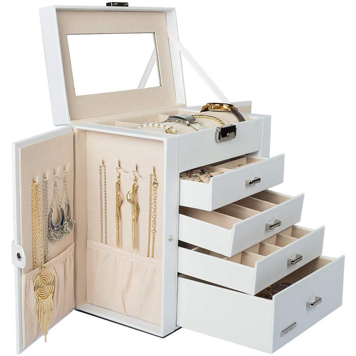 Ebern Designs Synthetic Leather Huge Jewelry Box | Wayfair