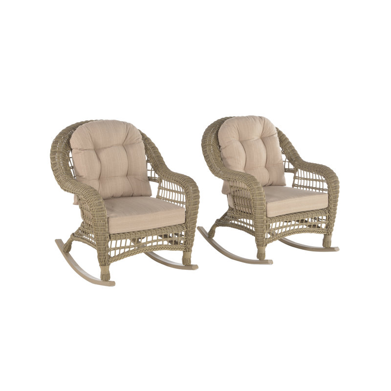 One Allium Way® Outdoor Ophélie Rocking Metal Chair with Cushions | Wayfair