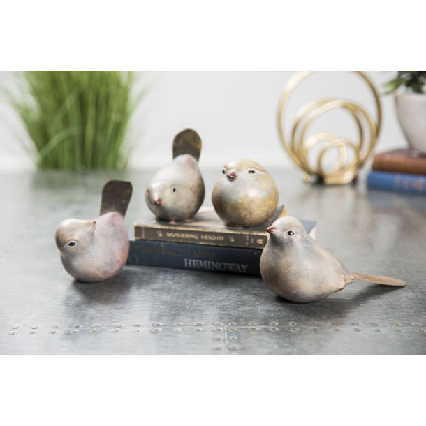 August Grove® 4 Piece Cecille Handmade Clay Ceramic Bird Figurine Set ...