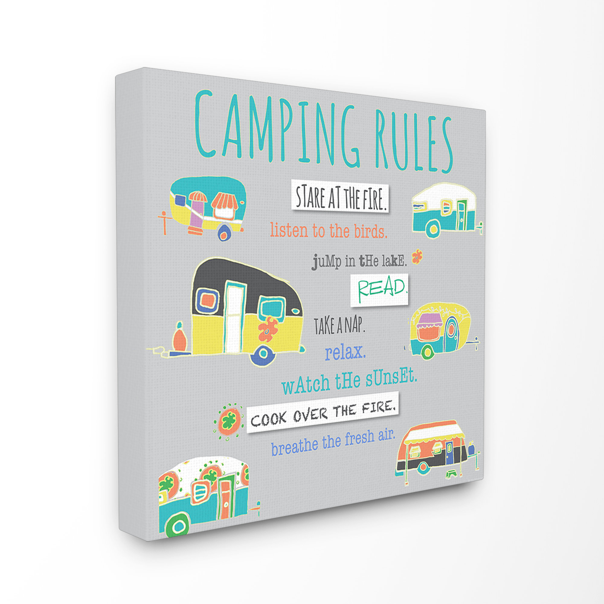 Stupell Industries Camping Rules Typography And Icons by Pamela J ...