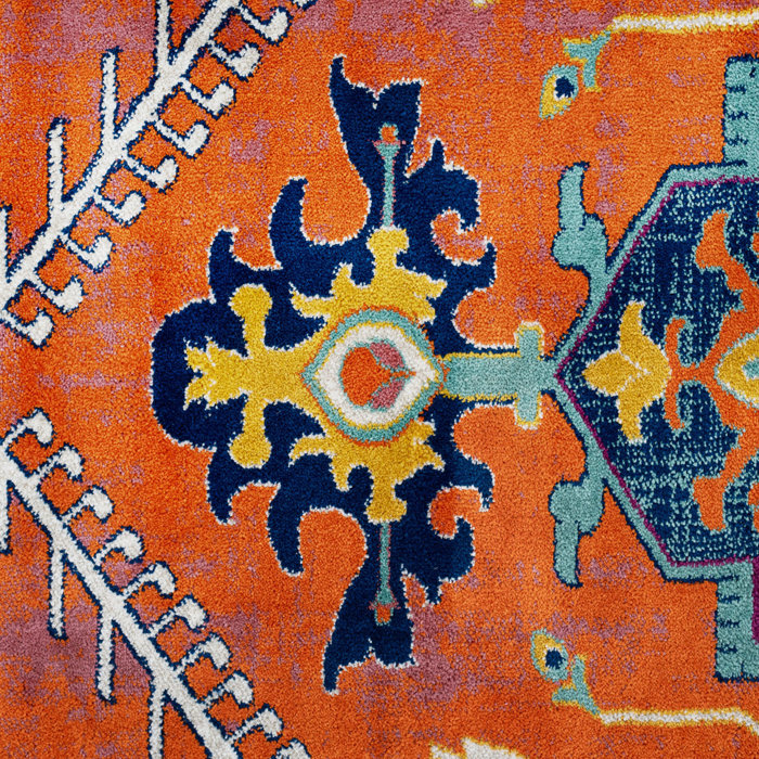 Bungalow Rose Depew Performance Orange/Pink/Blue Rug & Reviews | Wayfair