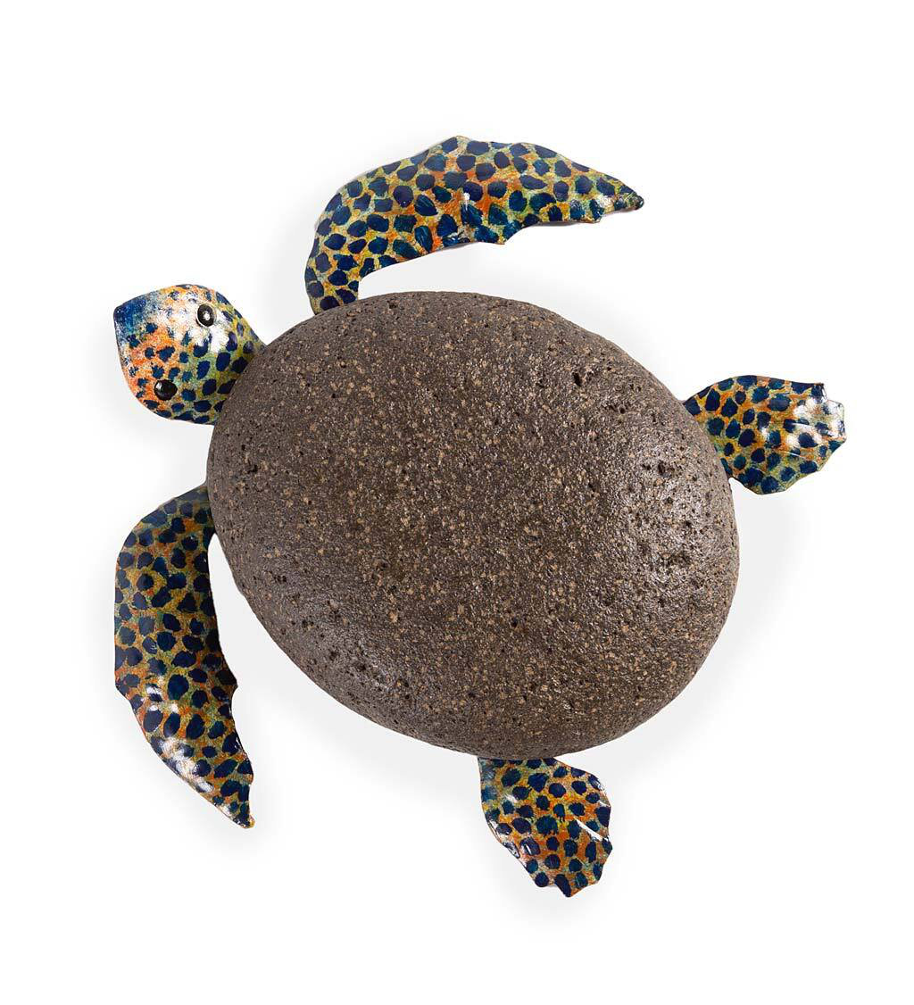 Wind & Weather Metal And Stone Handcrafted Sea Turtle, Large | Wayfair