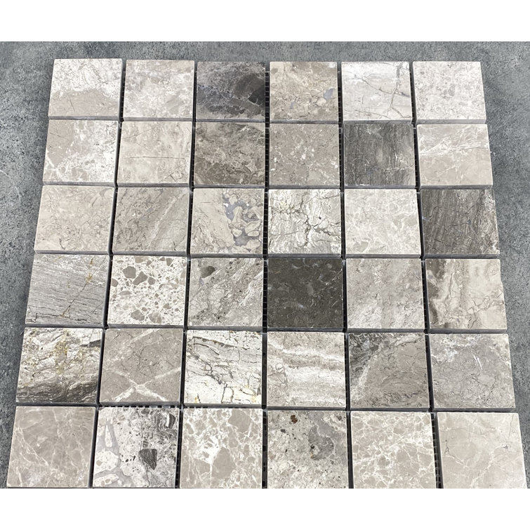 Miletos Stone Collection 2" x 2" Marble Grid Mosaic Wall & Floor Tile ...