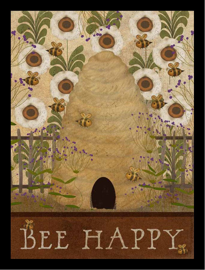 Buy Art For Less Bee Happy Poster by Beth Albert - Picture Frame ...