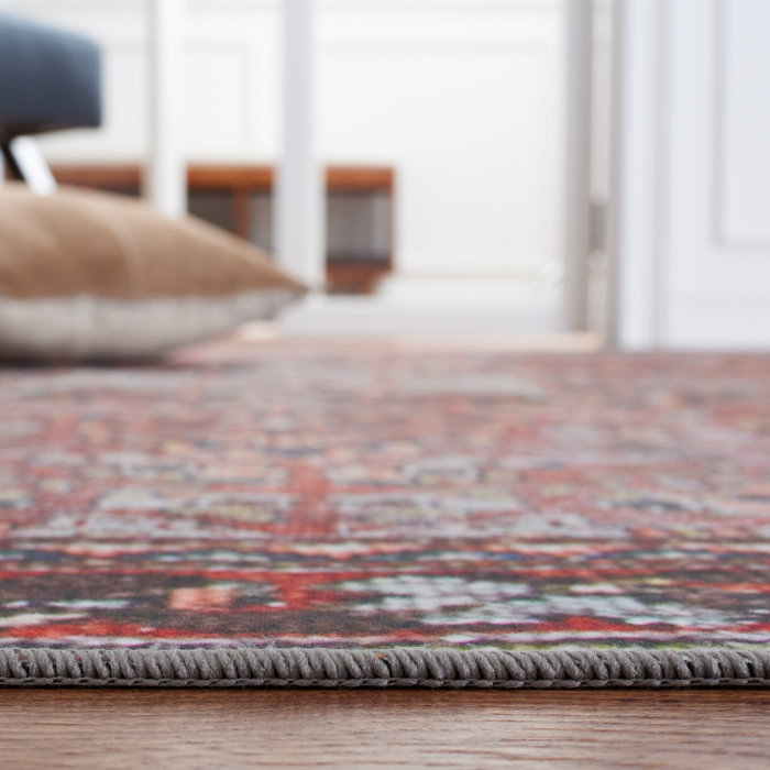 Langley Street Ziebarth Performance Red/Navy Rug | Wayfair