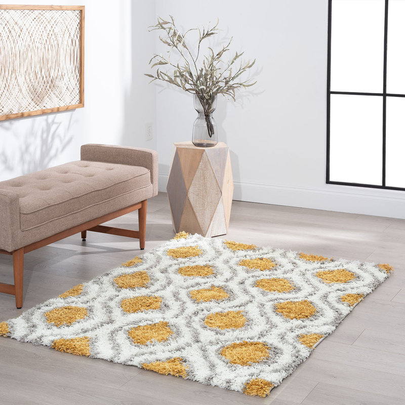 Wade Logan® Brooklington Performance Yellow/Gray/White Rug & Reviews ...