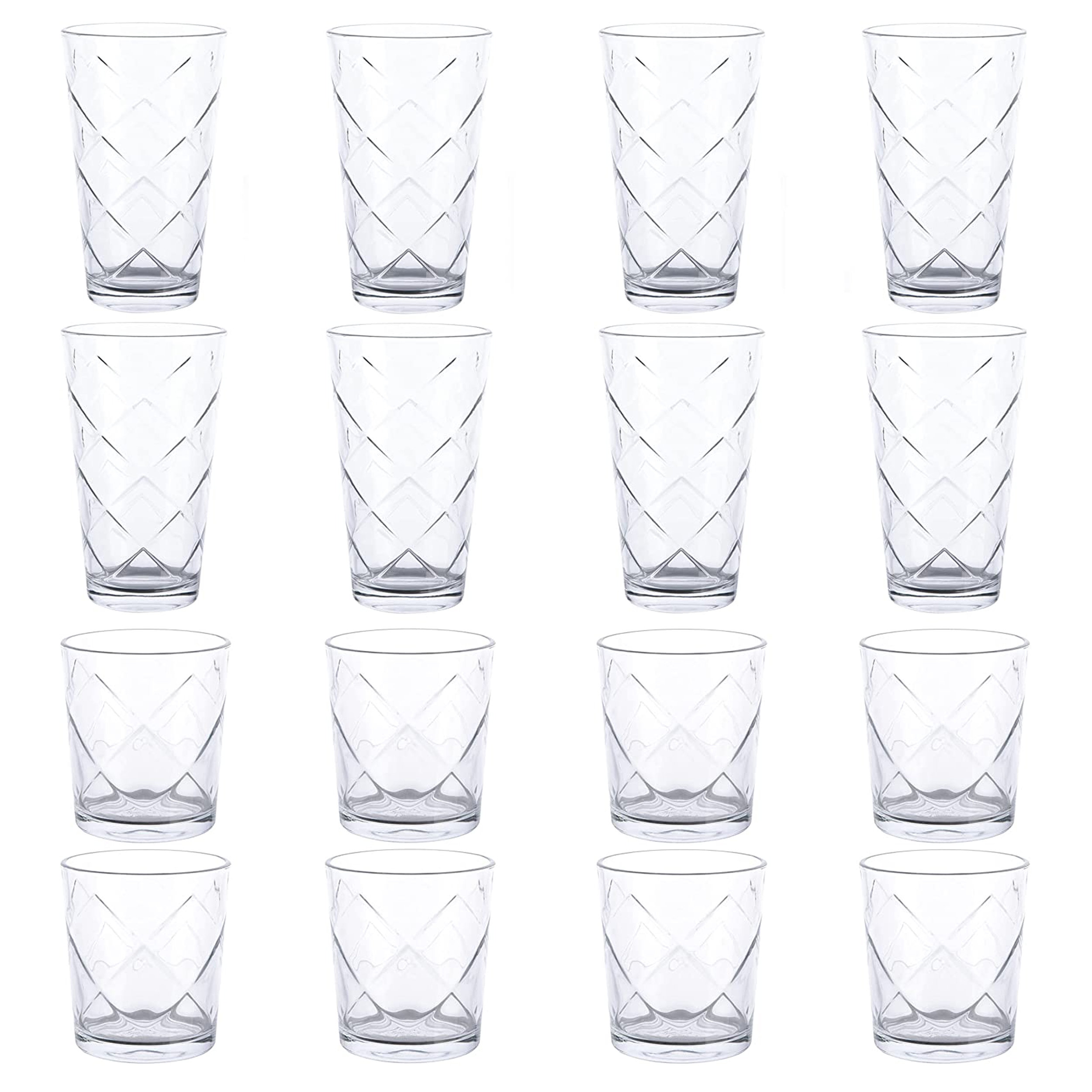 Everly Quinn 16 - Piece 16oz. Glass Assorted Glassware Set | Wayfair