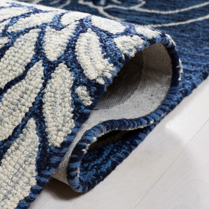 Charlton Home® Abrea Handmade Hand Tufted Wool Navy/Ivory Rug & Reviews ...