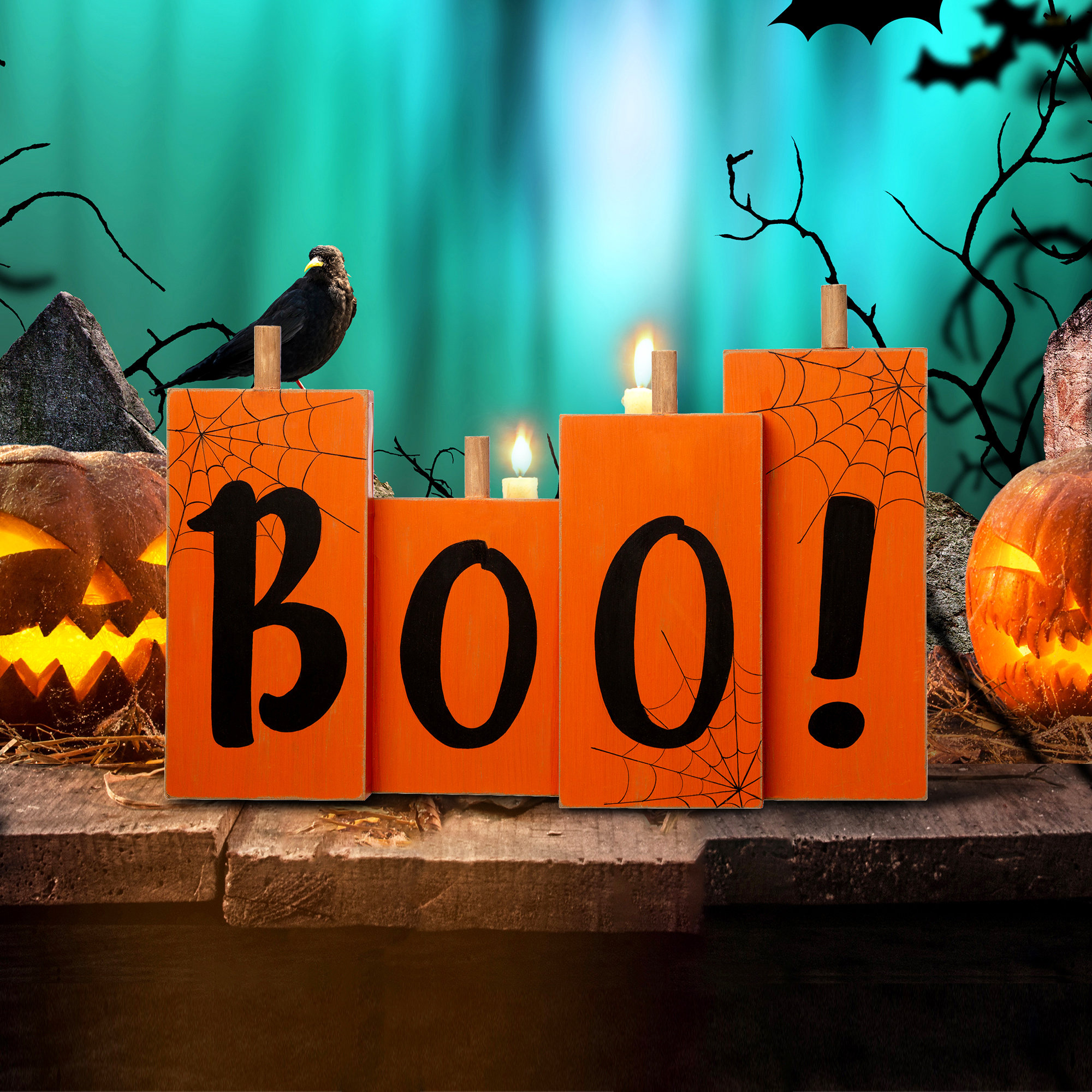 The Holiday Aisle® Halloween Wooden Boo Standing Decor & Reviews | Wayfair
