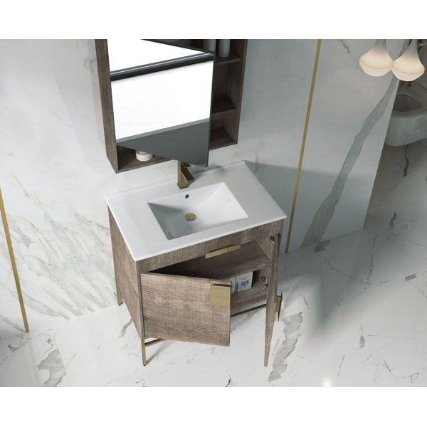 Everly Quinn Cartwright 32'' Free-standing Single Bathroom Vanity with ...