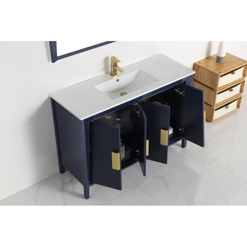 Mercer41 Larvotto Navy Blue 47.75'' Free-standing Single Bathroom ...
