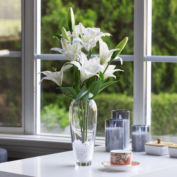 Primrue Lily Flower Arrangement in Glass Vase | Wayfair
