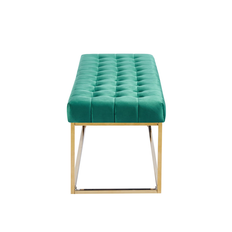 Mercer41 Greydi Tufted Velvet Bench with Gold Chrome Legs | Wayfair