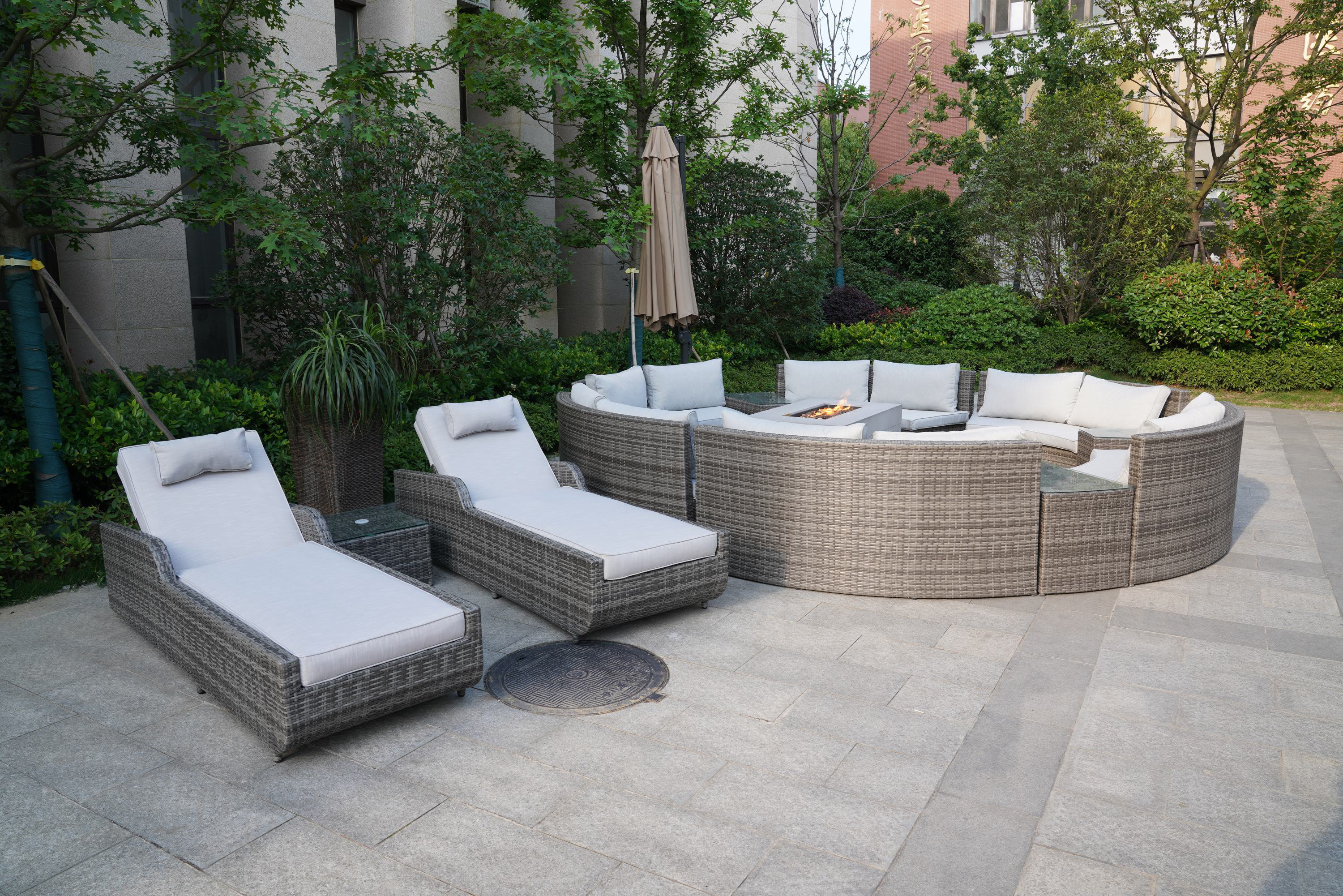 DirectWicker Rattan Wicker 14 - Person Seating Group with Cushions ...