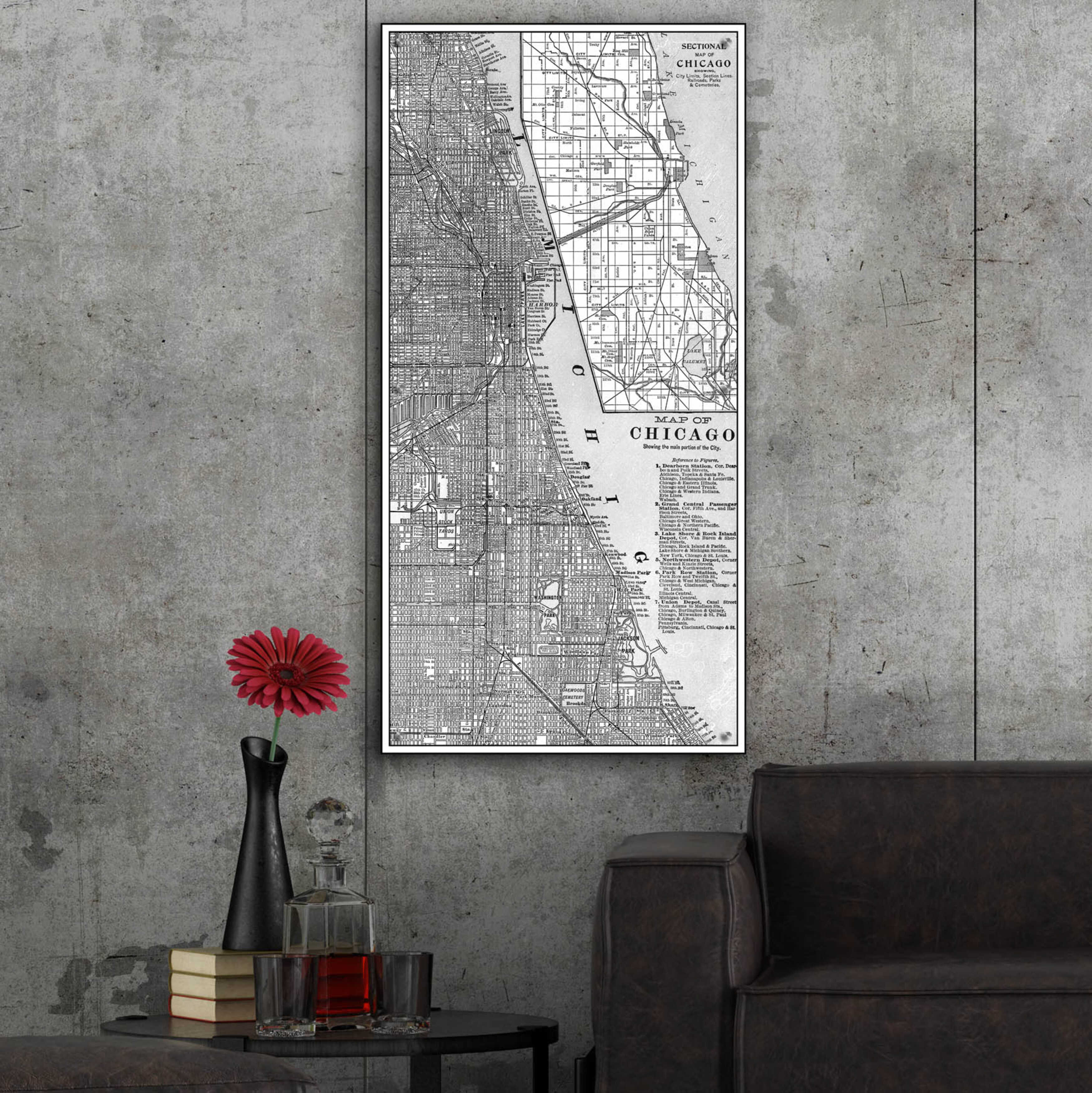 Williston Forge Epic Art 'Tinted Map Of Chicago' By Vision Studio ...