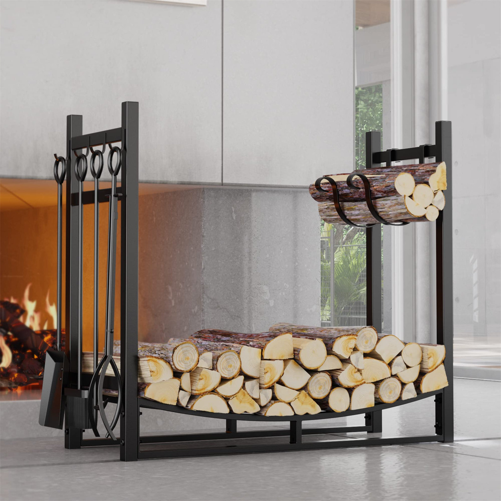Millwood Pines Bairdford 34'' W Metal Log Rack | Wayfair