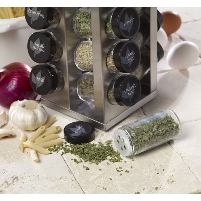 Kamenstein Brushed Stainless Steel 20-Jar Revolving Countertop Spice ...