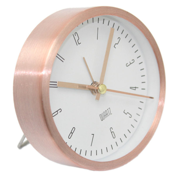 Fairmont Park Analog Metal Quartz Alarm Tabletop Clock in Light Pink ...