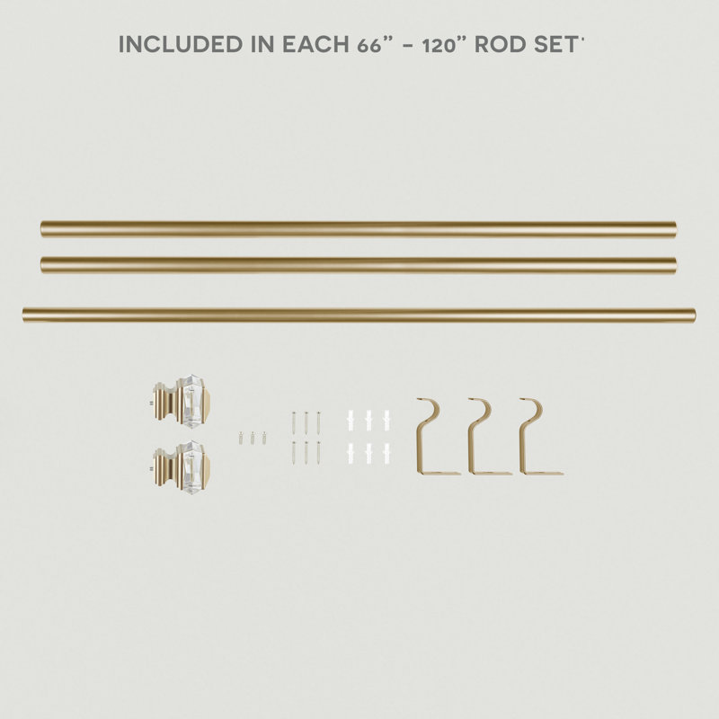 Amalgamated Textiles Iron Adjustable 1'' Diameter Single Curtain Rod ...